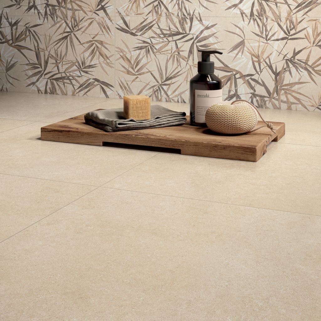 Iconic Velluto | Beige Porcelain Tiles 600 x 600 and 600 x 300 Sizing